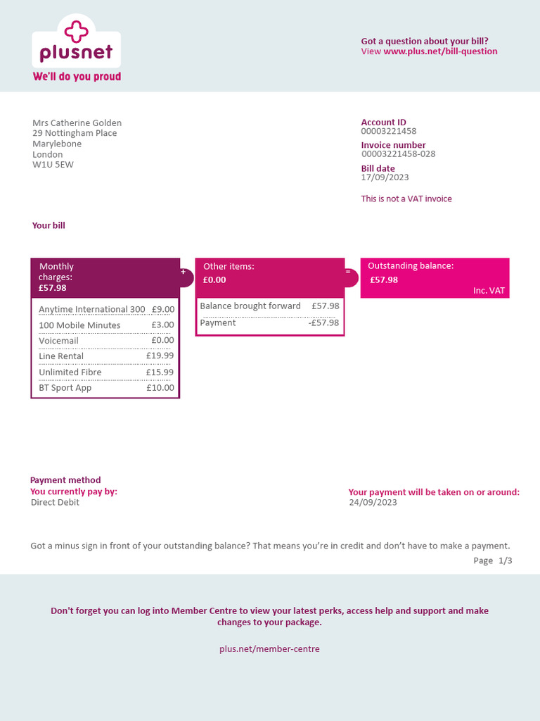 Plus Net Bill | PDF | Credit Card | Debit Card