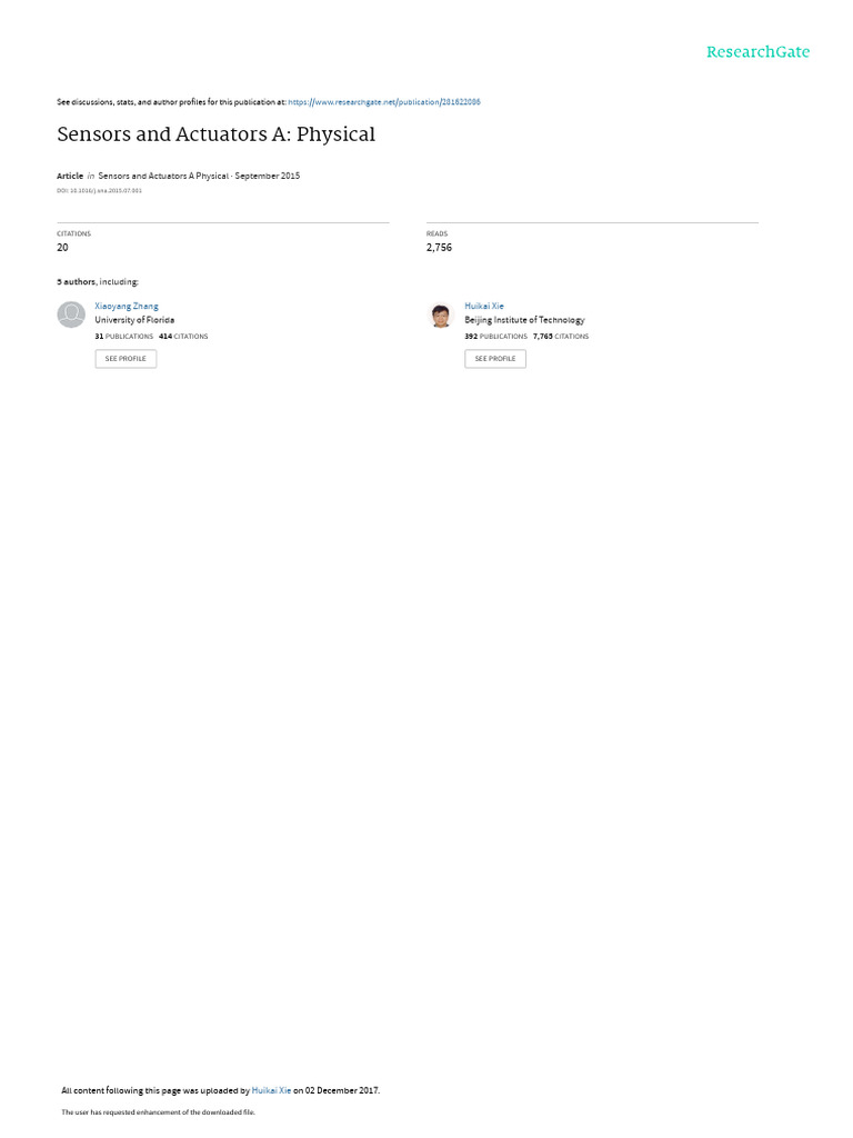 Sensors and Actuators A Physical | PDF | Resonance | Electrical ...