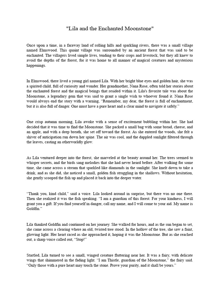 Lila and The Enchanted Moonstone | PDF