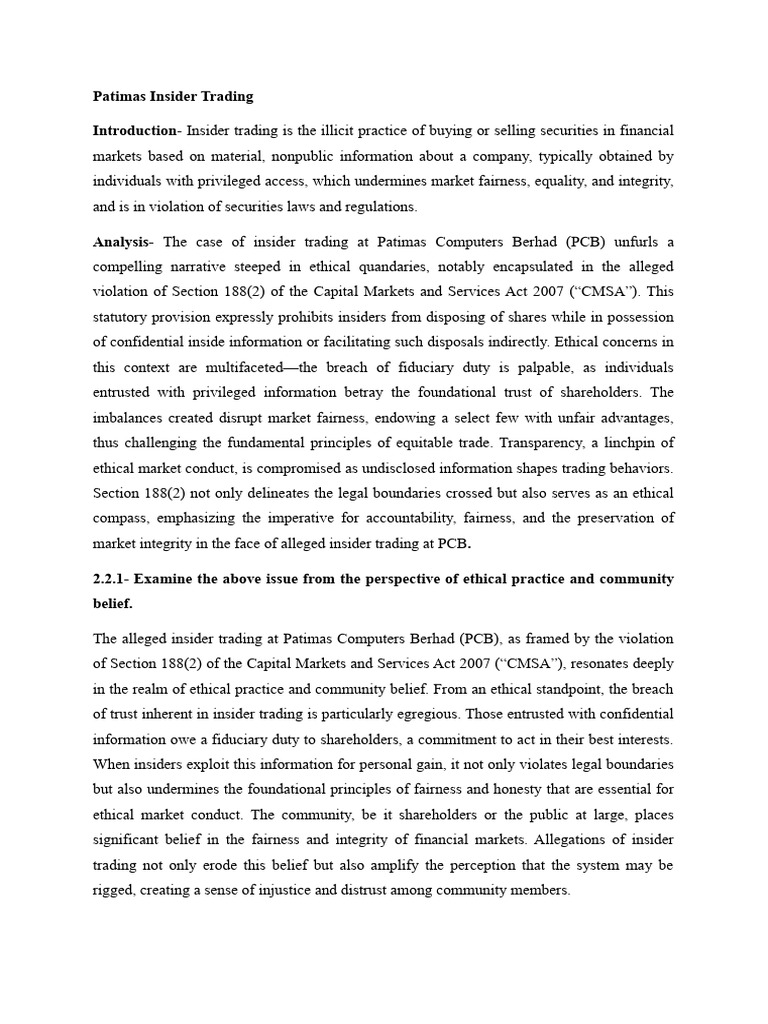 Complete Patimas Insider Trading | PDF | Insider Trading | Justice