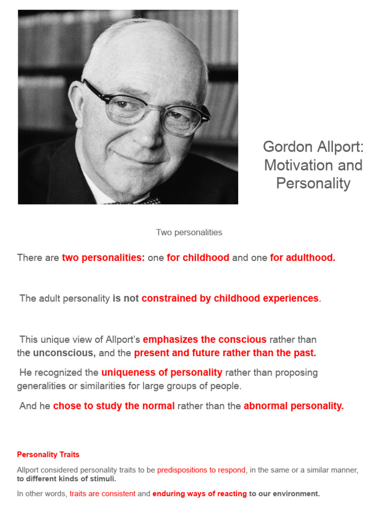 Gordon Allport: Motivation and Personality | PDF | Motivational ...