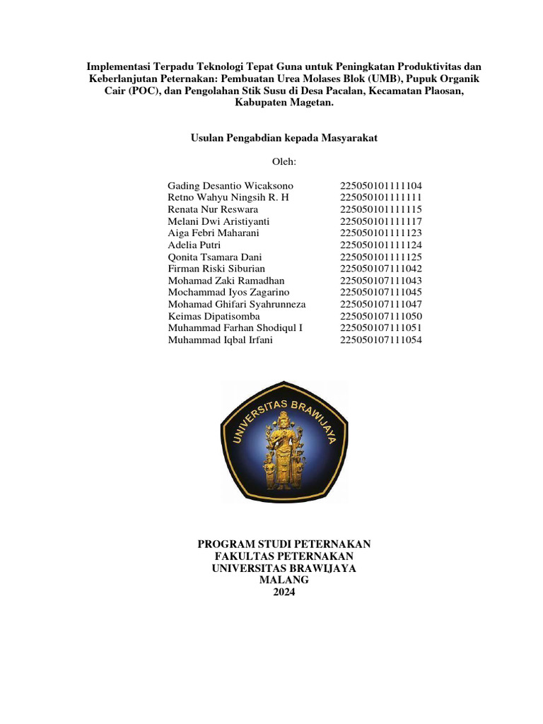 KEL 20 - Template Usulan PKM FAPET UB 2024 | PDF