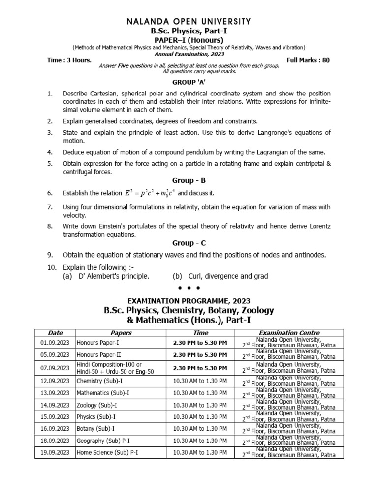 B.Sc. Physics Part-I, II & III | PDF | Special Relativity | Quantum Mechanics