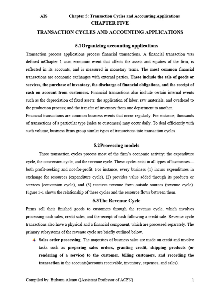 Chapter 5-Transaction Cycles 2016E.C | PDF | Invoice | Audit