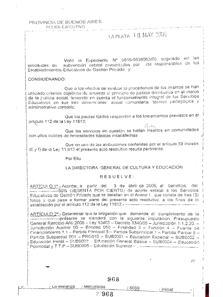 Resol 968-05 APORTE DIEGEP | PDF