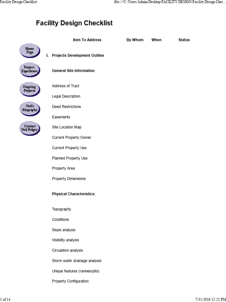 Facility Design Checklist | PDF | Wall | Building Insulation