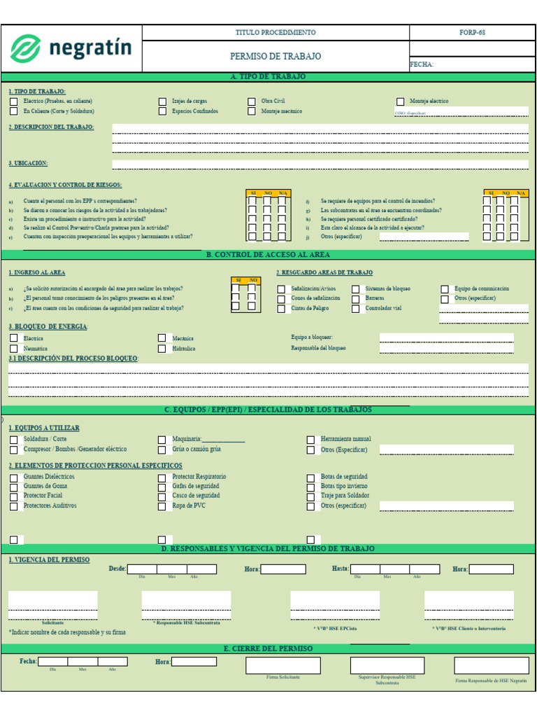 FORP-68 Permisos de Trabajo | PDF | Grúa (máquina) | Soldadura