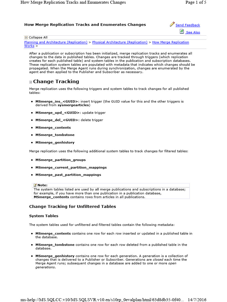 Tracking Changes in Merge Replication | PDF | Replication (Computing) | Databases