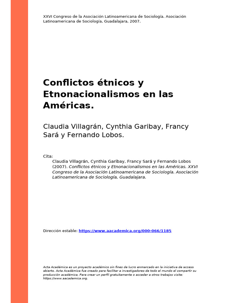 Claudia Villagrán, Cynthia Garibay, (... ) (2007) - Conflictos Étnicos y Etnonacionalismos en ...