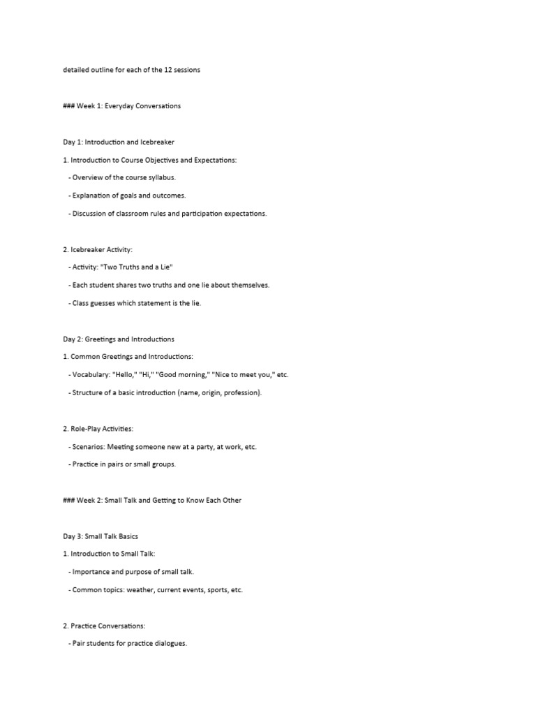 SpeakingLessonDetailOutlines | PDF | Behavior Modification | Cognition