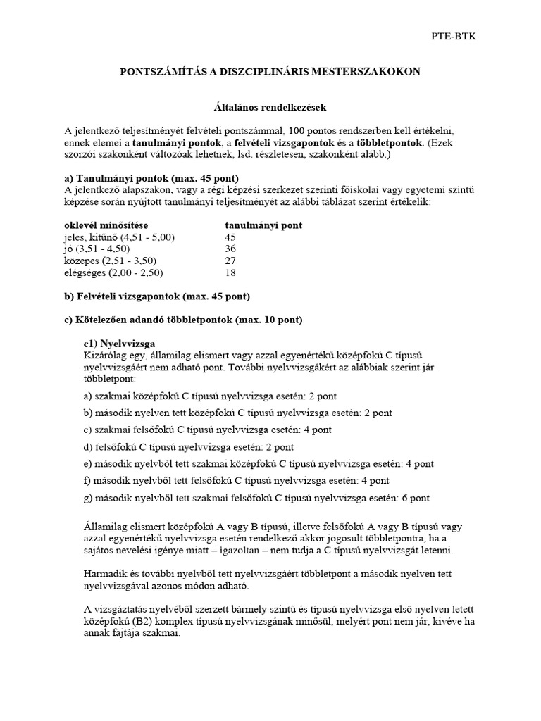 DMA Pontszámítás 2024 | PDF