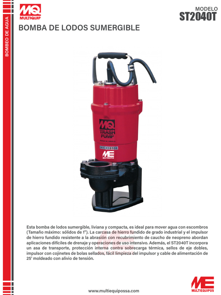 BOMBA-DE-LODOS-SUMERGIBLE-MULTIQUIP-ST2040T | PDF