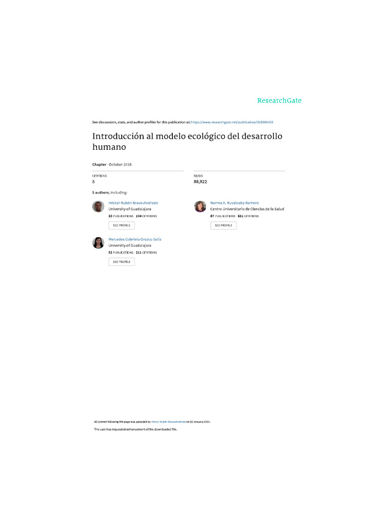 Introducción al modelo ecológico del Desarrollo Humano | PDF