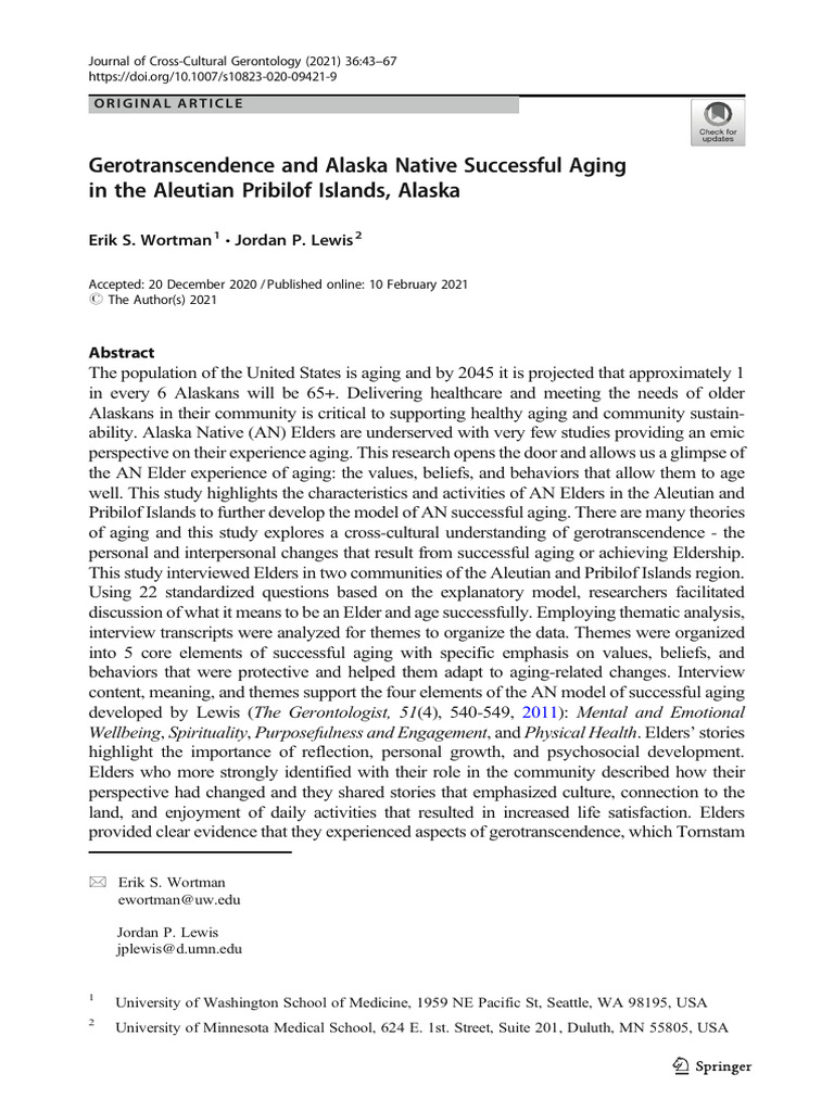Gerotranscendence and Alaska Native Successful Aging | PDF | Psychological Trauma | Ageing