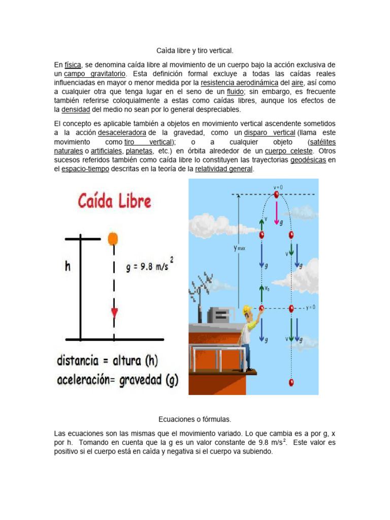 Fisica. Ejemplo de Caìda Libre y Tiro Vertical | PDF | Física teórica | Gravedad