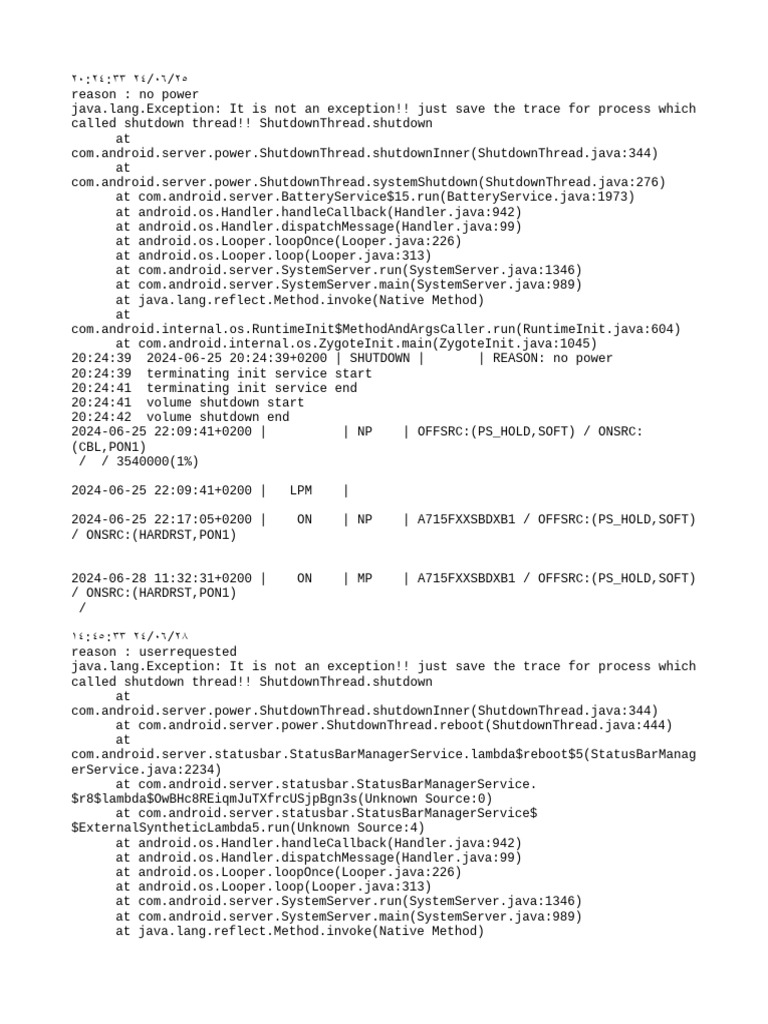 Android Shutdown and Reboot Logs | PDF | Java (Programming Language ...