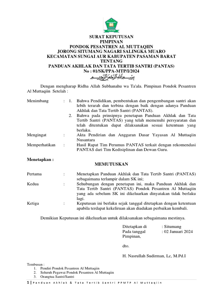 Panduan & Tata Tertib Santri 2024 | PDF Panduan & Tata Tertib Santri 2024 | PDF