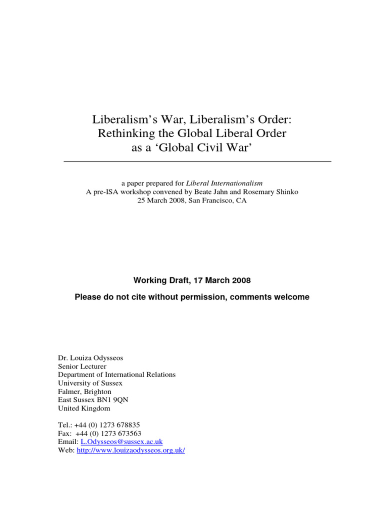 Global Civil War and Liberal Order Analysis | PDF | Sovereignty | Violence