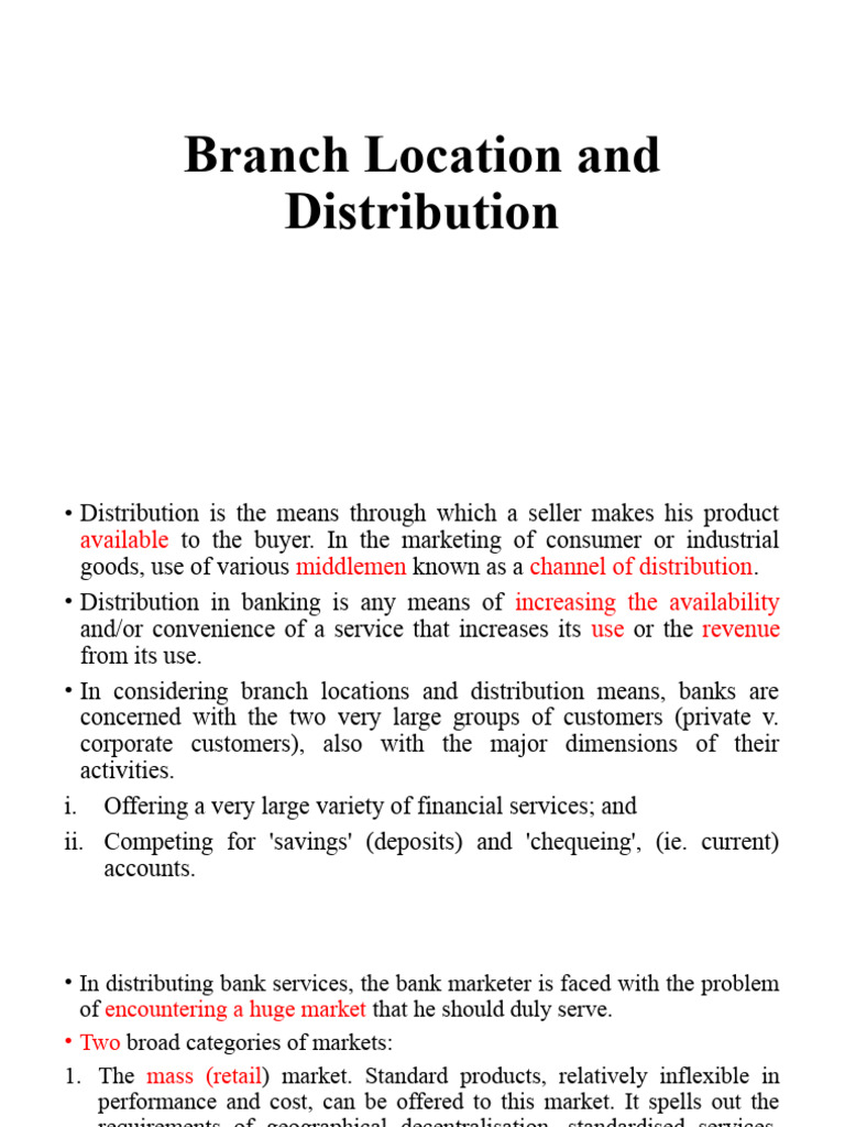 Branch Location and Distribution | PDF | Banks | Automated Teller Machine