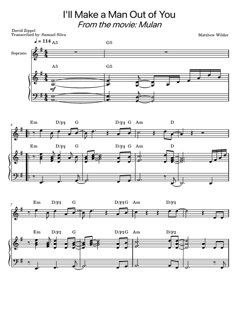 Mulan - Ill Make A Man Out of You-Partitura y Partes | PDF