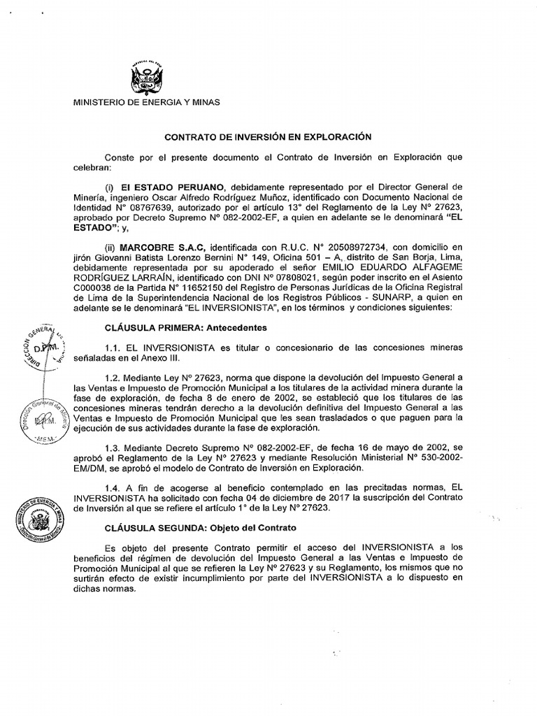 Marcobre SAC 3ra Adenda | PDF | Finanzas y dinero