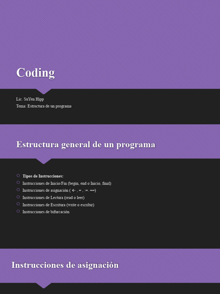 Semana 6 Estructura General de Un Programa Presentacion CODING | PDF ...