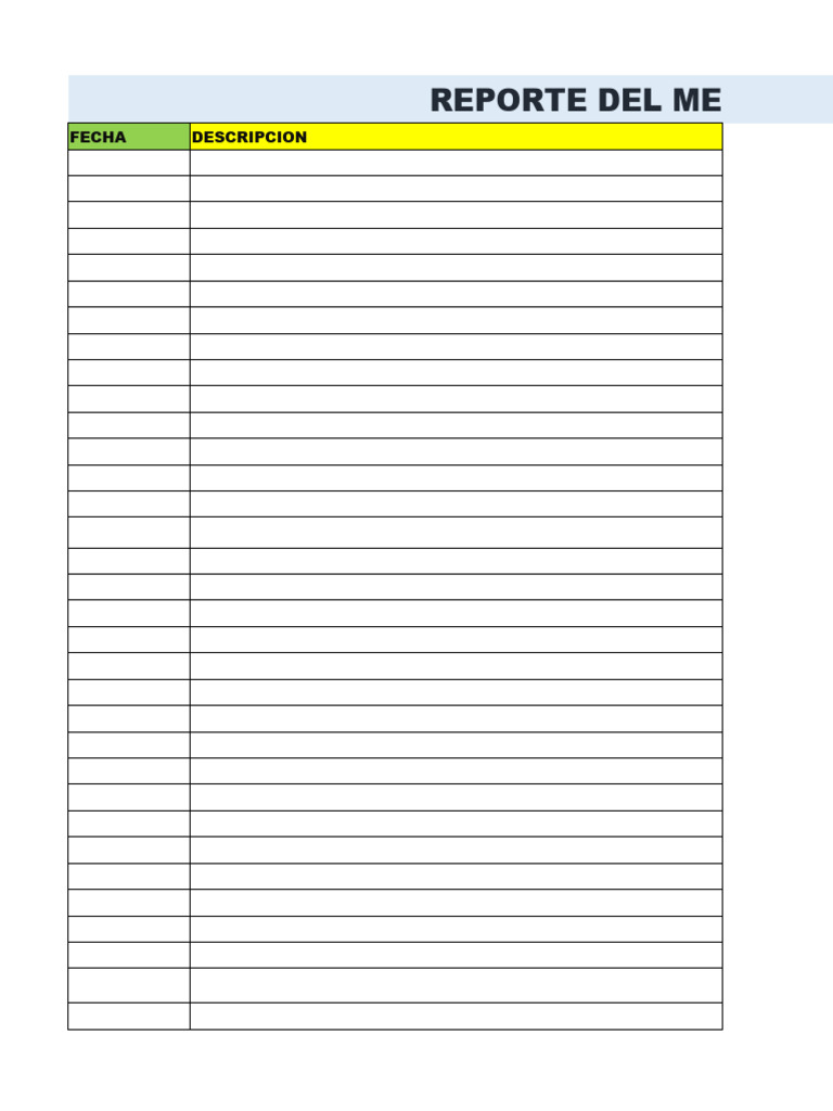 Fomato de Reporte Mensual | PDF