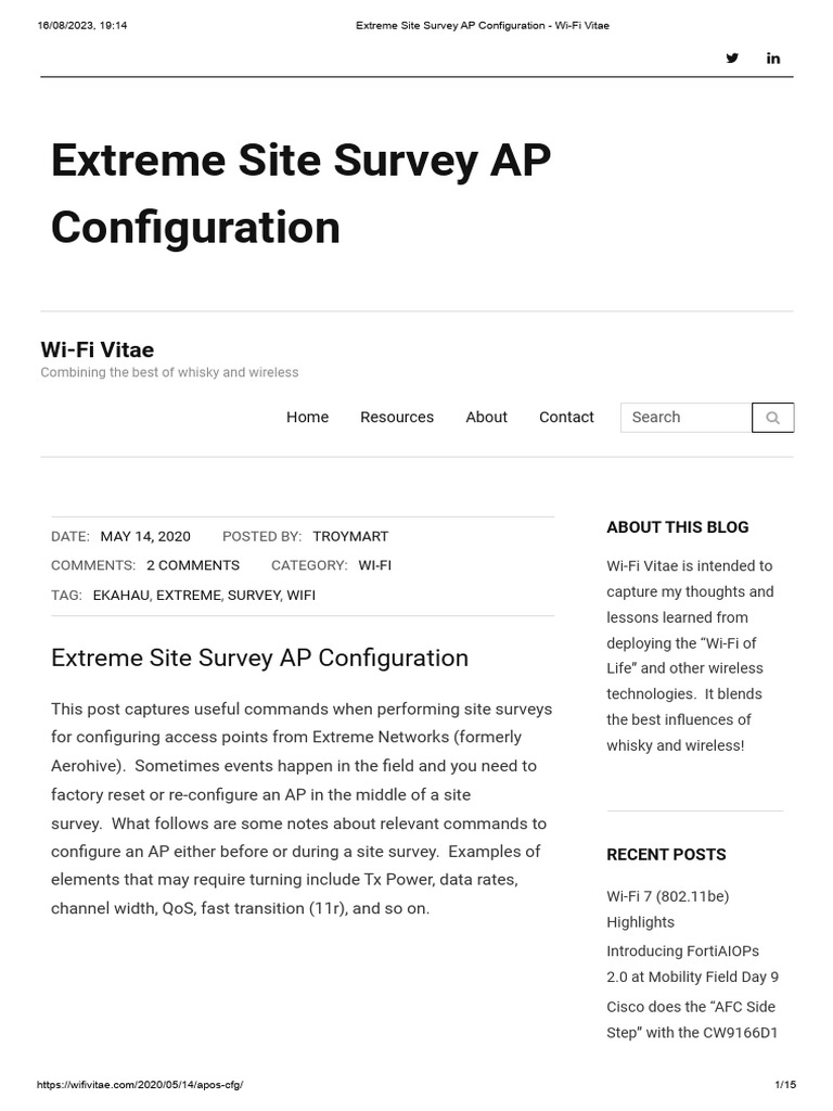 Extreme Site Survey AP Configuration - Wi-Fi Vitae | PDF | Wi Fi | Ip ...
