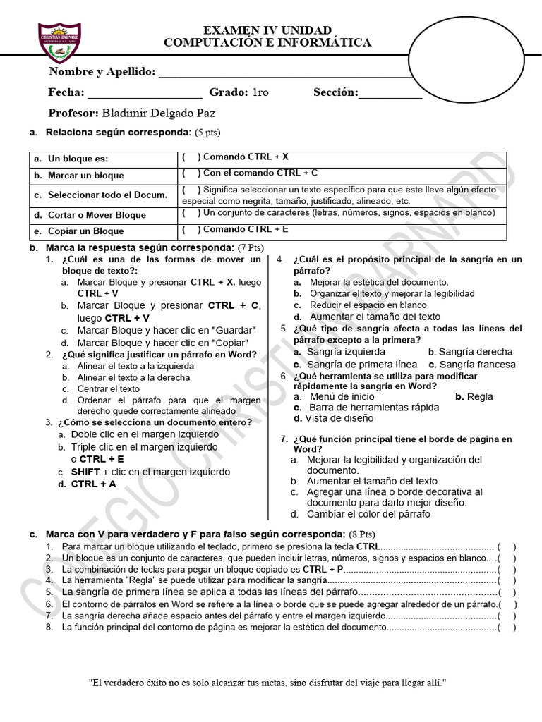 1 - Exam Iv-U-Primero | PDF | Informática