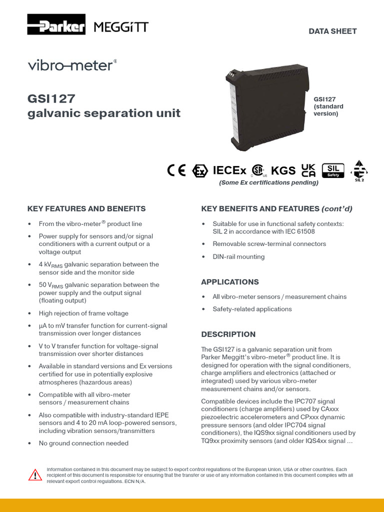 GSI127 Galvanic Separation Unit Data Sheet | PDF | Power Supply ...