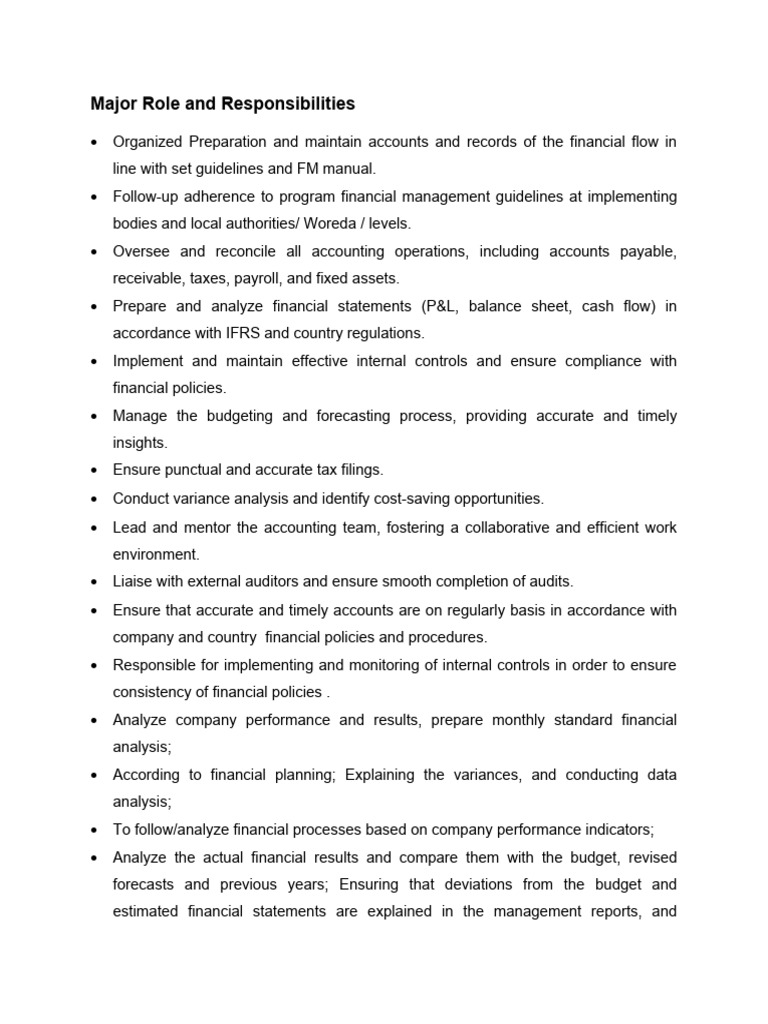 Vip Role and Responsibility of Senior Accountant | PDF | Internal ...