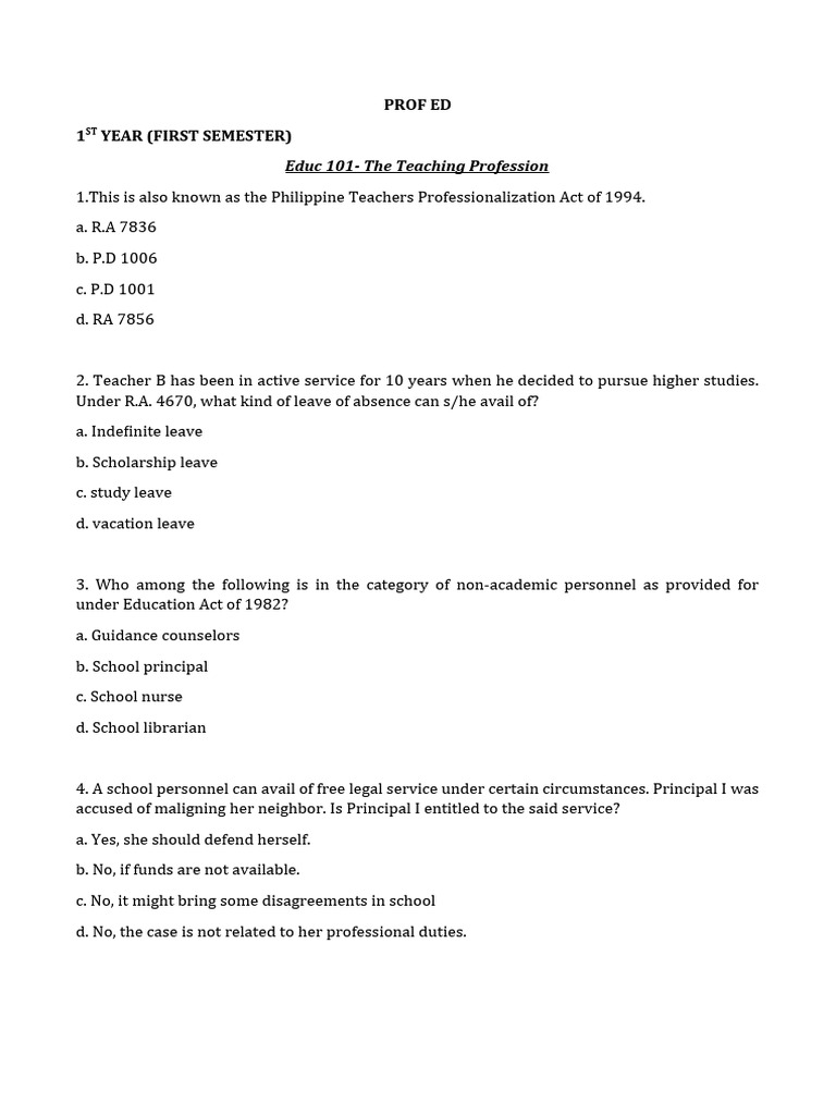 Prof-Ed - Let Type Questions | PDF | Educational Assessment | Curriculum