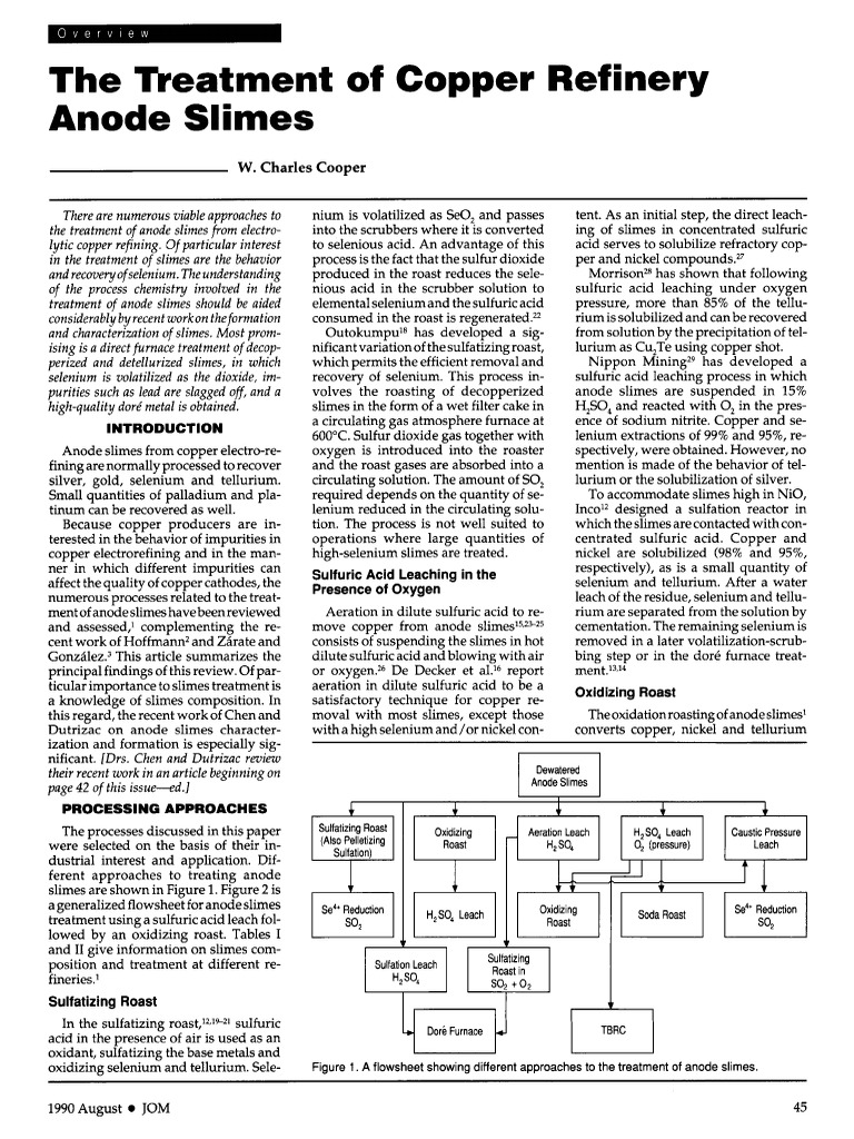 Anode Slimes | PDF | Selenium | Metals