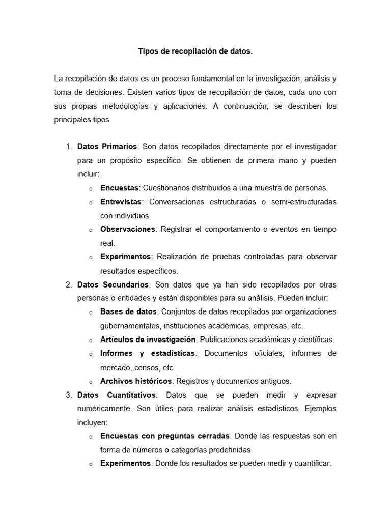 Tipos de Recopilación de Datos | PDF | Hidróxido de sodio | Bicarbonato ...