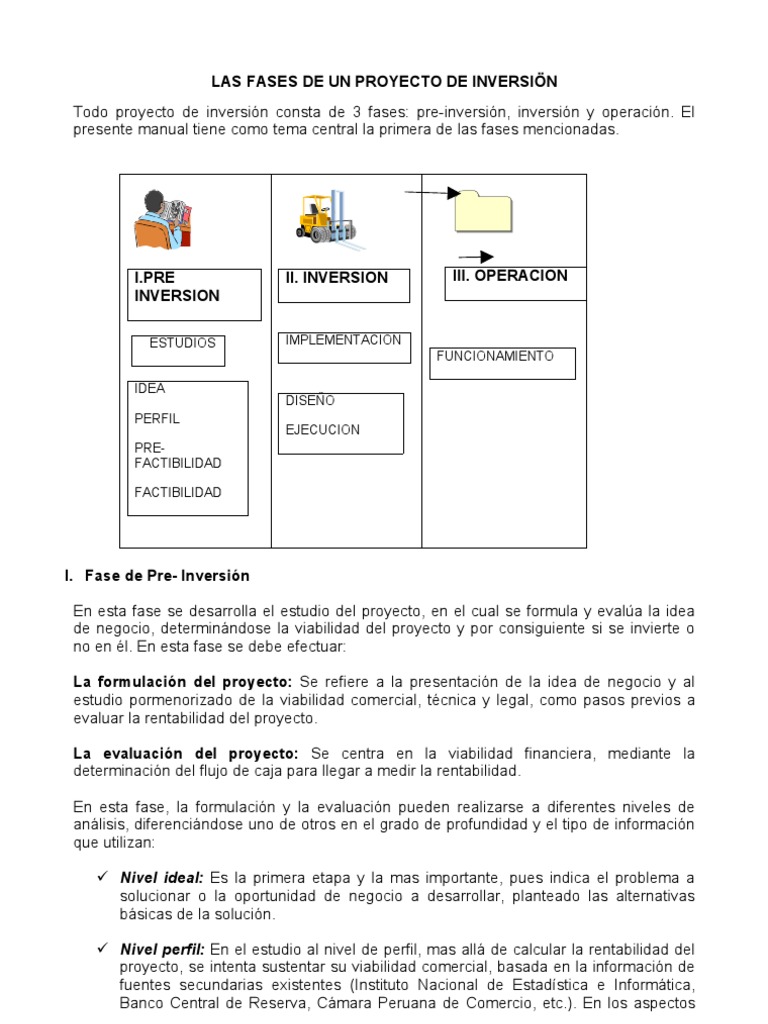 Fases de Un Proyecto de Inversión | PDF | Inversiones | Mercado (economía)