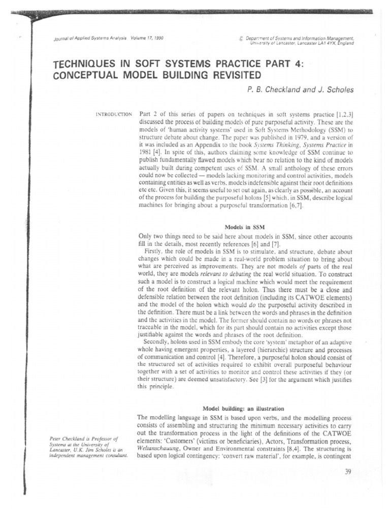 Techniques in Soft System Practice 4 - Checkland (1979) | PDF