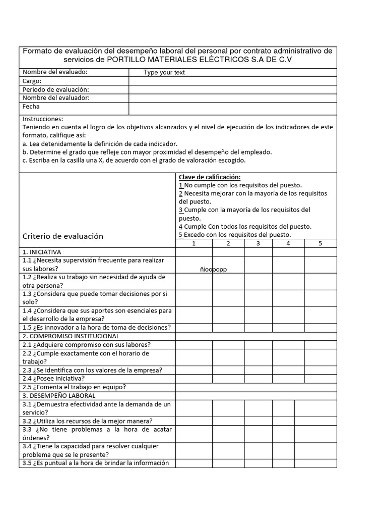 Formato de Evaluacion Del Desempeno Laboral | PDF | Business