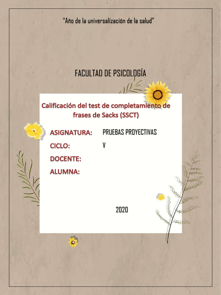 Evaluación del Test Sacks: Análisis Emocional | PDF | Temor