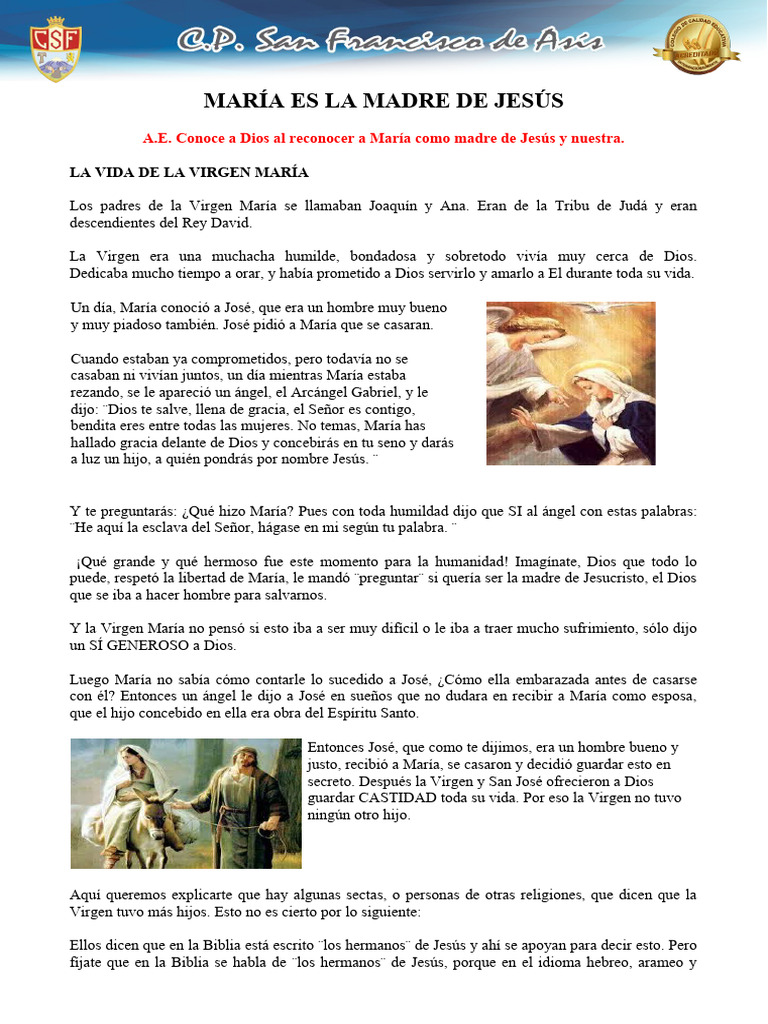 Maria Es La Madre de Jesus | PDF | María, madre de Jesús | San José