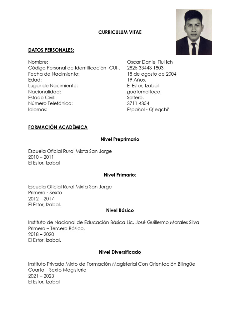 Curriculum Vitae Oscar Tiul | PDF