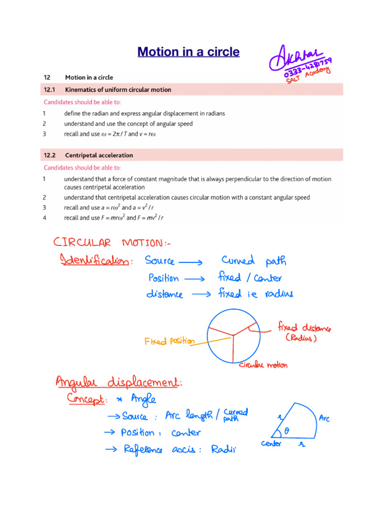Motion in A Circle | PDF | Acceleration | Force