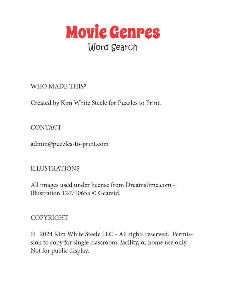movie-genres-word-search | Download Free PDF | Word Search | Games Of ...