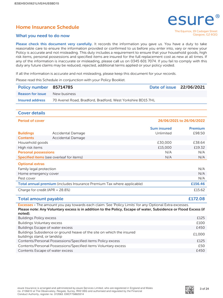 HI Schedule | Download Free PDF | Insurance | Home Insurance