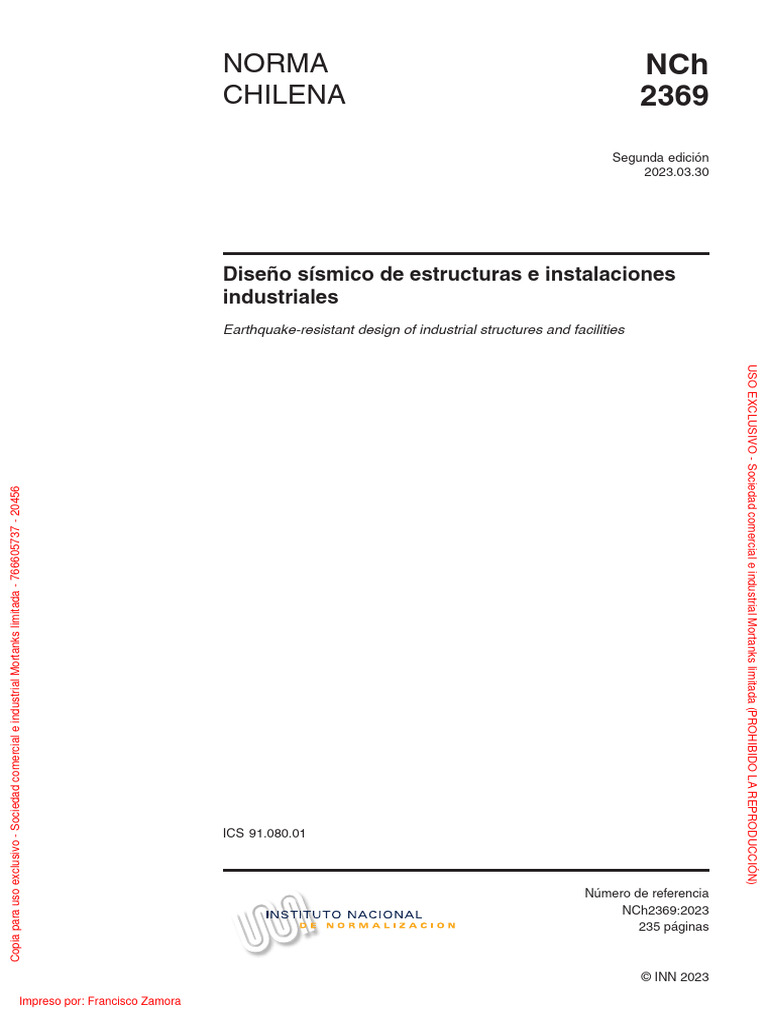 NCH 2369 2023 | PDF | Estandarización | Derechos de autor