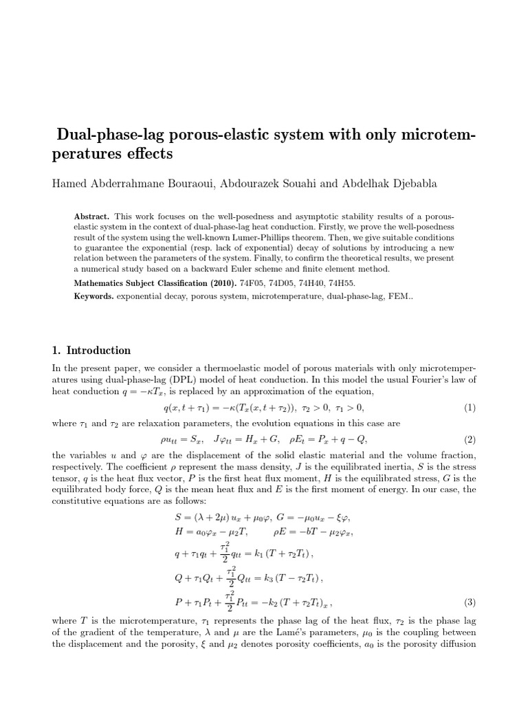 Energy Decay of A Porous Elastic System With Microtemparatures and Dual ...