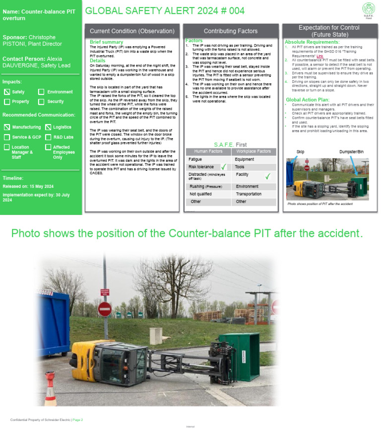 Safety Alert 004 - HiPoS Counter Balance PIT Overturn | PDF | Seat Belt | Safety