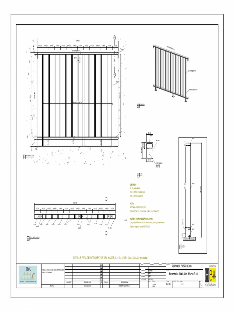 Plano - E-5 - Baranda M-5 L 1-60m Muros P-10 | PDF