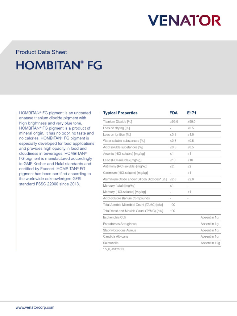 FT-Bioxido de Titanio Venator | PDF | Titanium Dioxide | Chemical ...