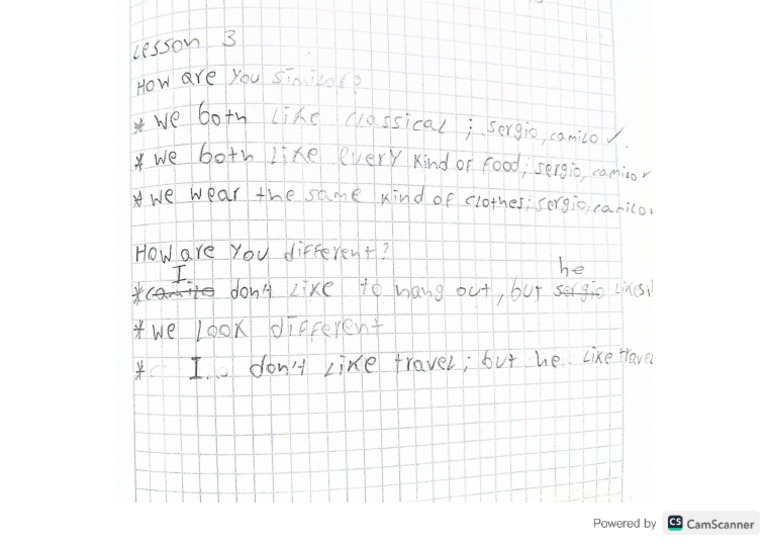 Write Six Sentences Describing Similarities and Differences Between You ...