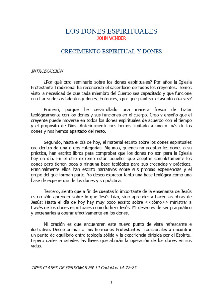 Dones Del Espiritu | PDF | Biblia | Gracia divina